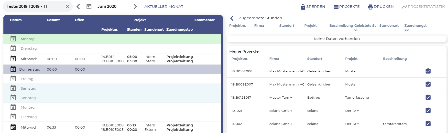 Projektverfolgung | tamplus